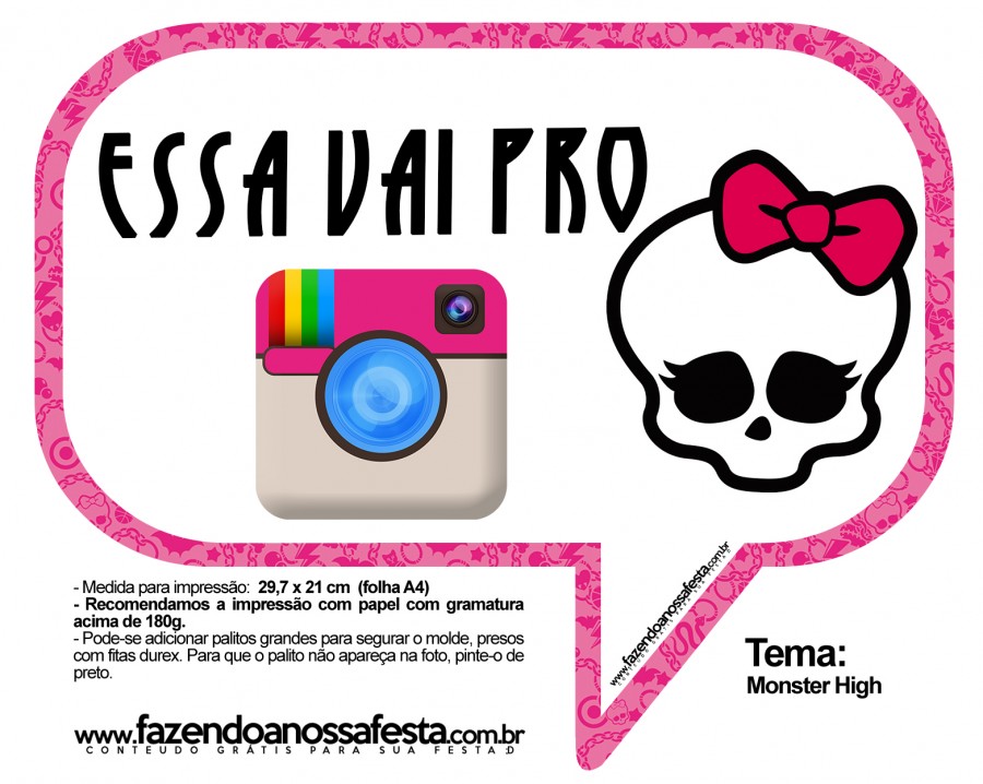 PLAQUINHAS MOLDE FNF MONTER HIGH ROSA 10 - Fazendo a Nossa Festa