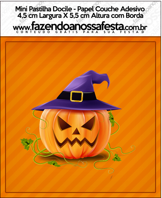 Mini Pastilha Docile Halloween Abóbora - Fazendo a Nossa Festa