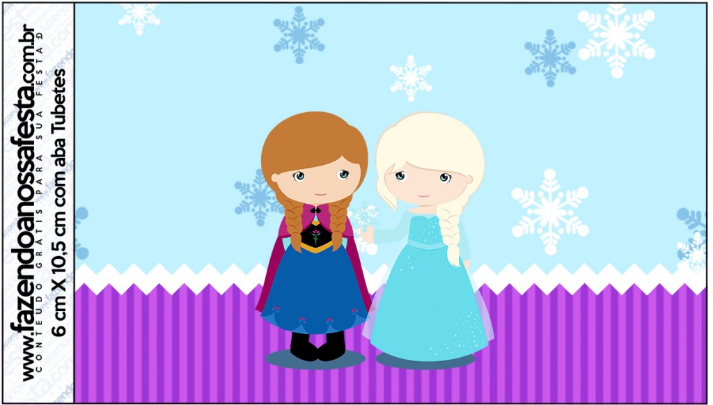Rótulo Tubetes Frozen Cute Roxo e Azul - Fazendo a Nossa Festa