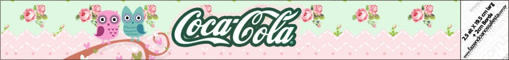 Rótulo Coca-cola Corujinha Vintage Rosa e Verde - Fazendo a Nossa Festa