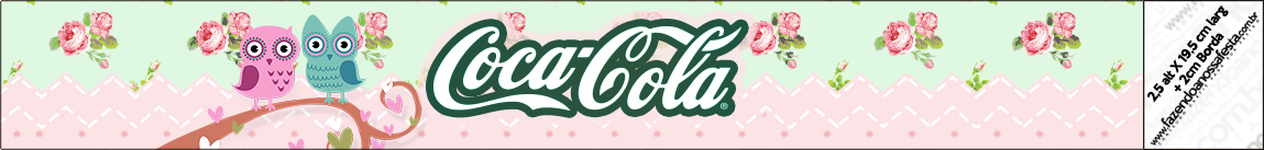 Rótulo Coca-cola Corujinha Vintage Rosa e Verde - Fazendo a Nossa Festa