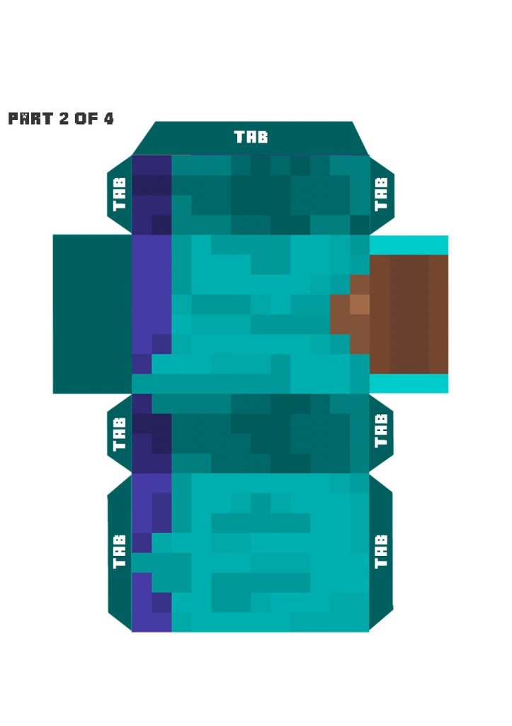 large sized minecraft steve papercraft body - Fazendo a Nossa Festa