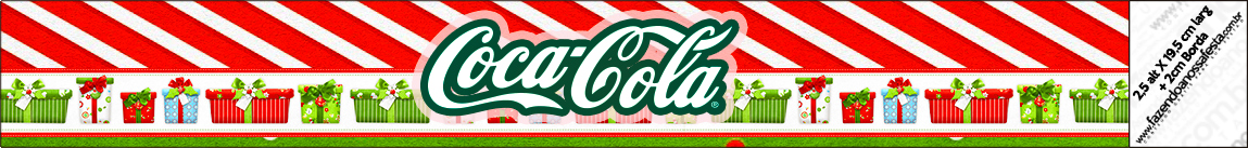 Rótulo Coca cola Fundo Natal Vermelho e Verde - Fazendo a Nossa Festa