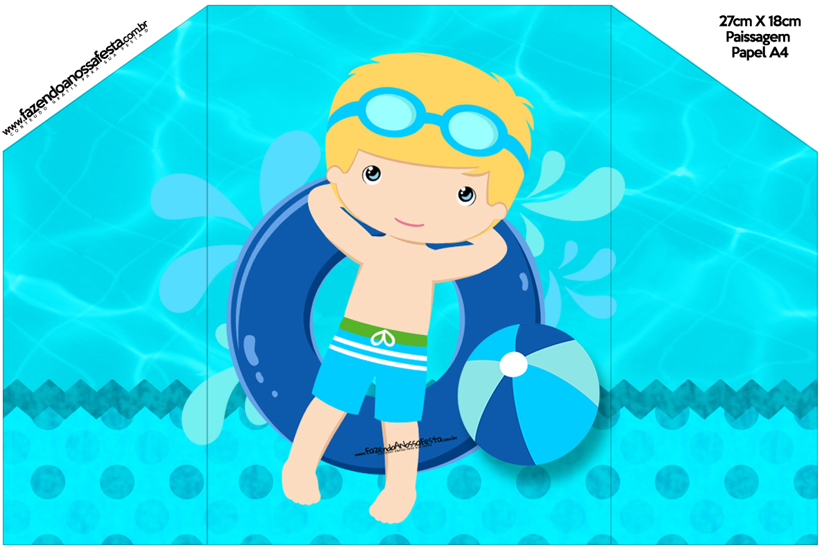 Envelope Convite Pool Party - Fazendo a Nossa Festa