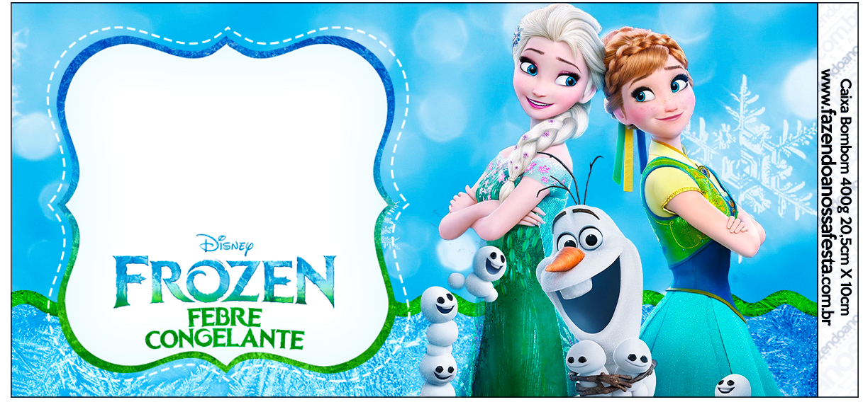 Rótulo Caixa Bombom Frozen Febre Congelante - Fazendo a Nossa Festa