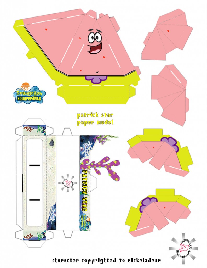 patrick star papercraft template - Fazendo a Nossa Festa