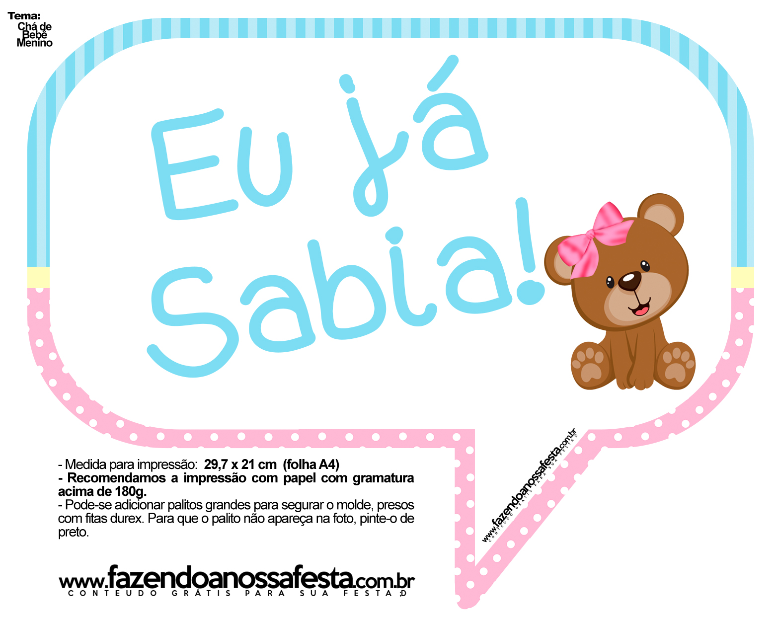 Plaquinha Divertida Chá Revelação Eu já sabia - Fazendo a Nossa Festa