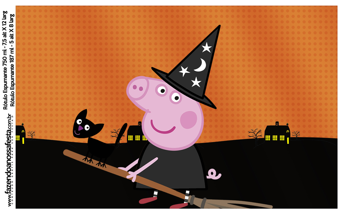 Rótulo Vinho e Espumante Peppa Pig Halloween - Fazendo a Nossa Festa