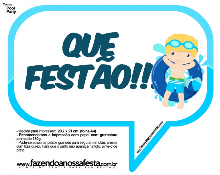 Plaquinhas Divertidas Pool Party Menino Loiro 4 - Fazendo a Nossa Festa Plaquinhas Divertidas Pool Party Menino Loiro 4 - Fazendo a Nossa Festa