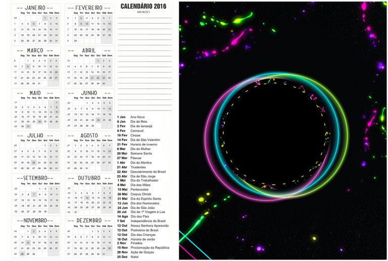 Calendario 2016 2 Festa Neon - Fazendo a Nossa Festa