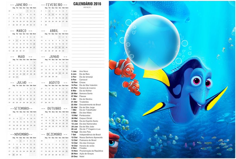 Convite Calendario 2016 Procurando Dory - Fazendo a Nossa Festa