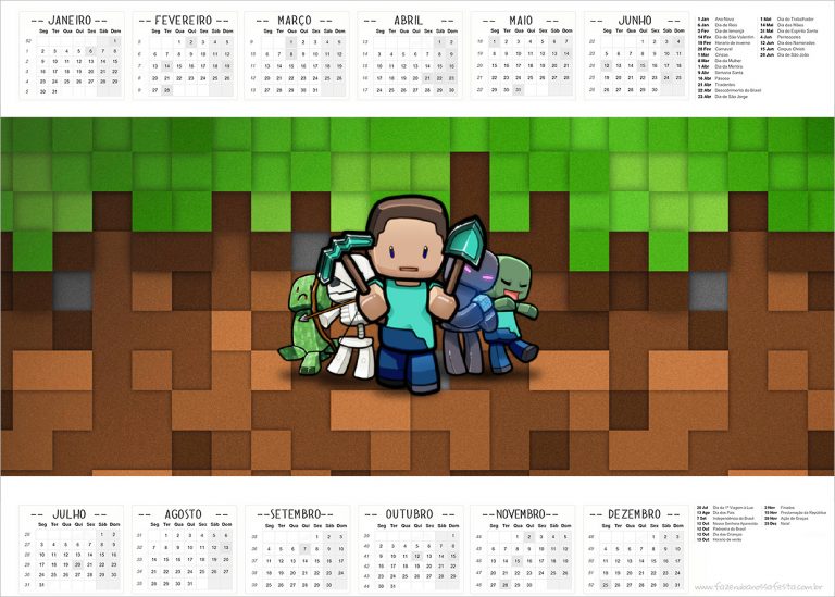 Calendario 2017 Minecraft - Fazendo a Nossa Festa