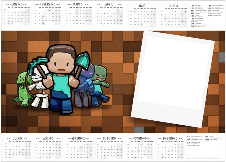 Convite Calendario 2017 Minecraft - Fazendo a Nossa Festa