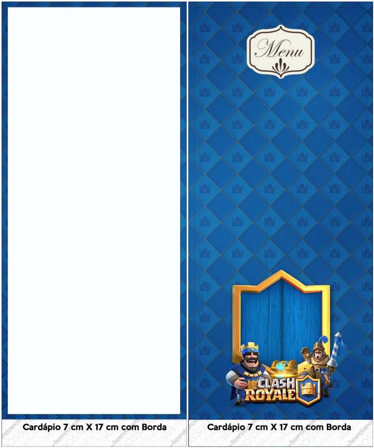 Molde Menu Clash Royale - Fazendo a Nossa Festa