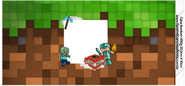 Rotulo para Caixa bombom Minecraft - Fazendo a Nossa Festa