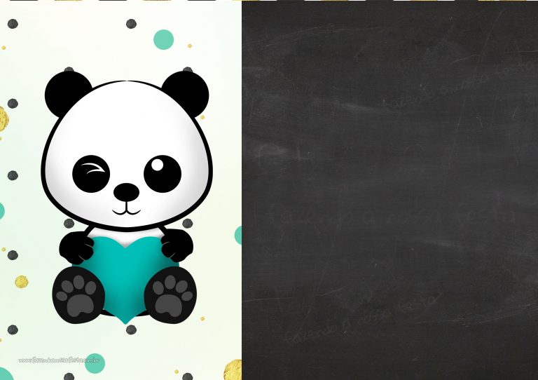 Convite Chalkboard Panda Menino 2 - Fazendo a Nossa Festa