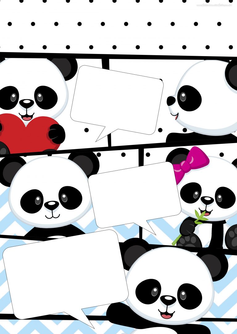 Convite Gibi Panda Menino Azul - Fazendo a Nossa Festa