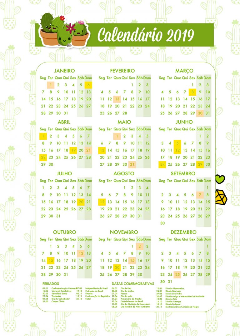 Planner para Professores Tema Cactos Verde Calendario Professor ...