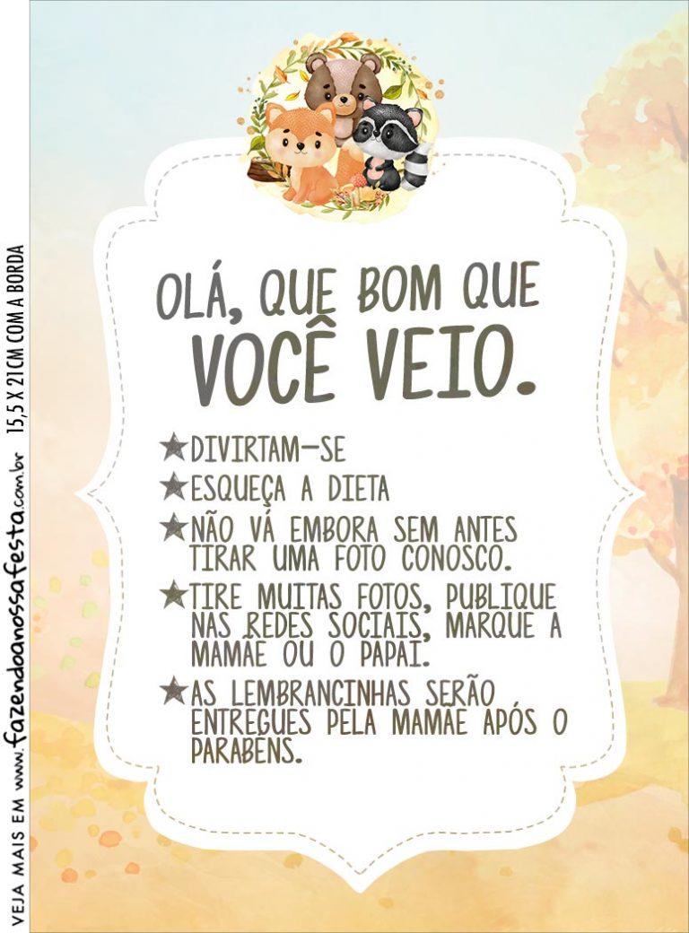 Recado de Mesa Bosque Encantado Verde - Fazendo a Nossa Festa