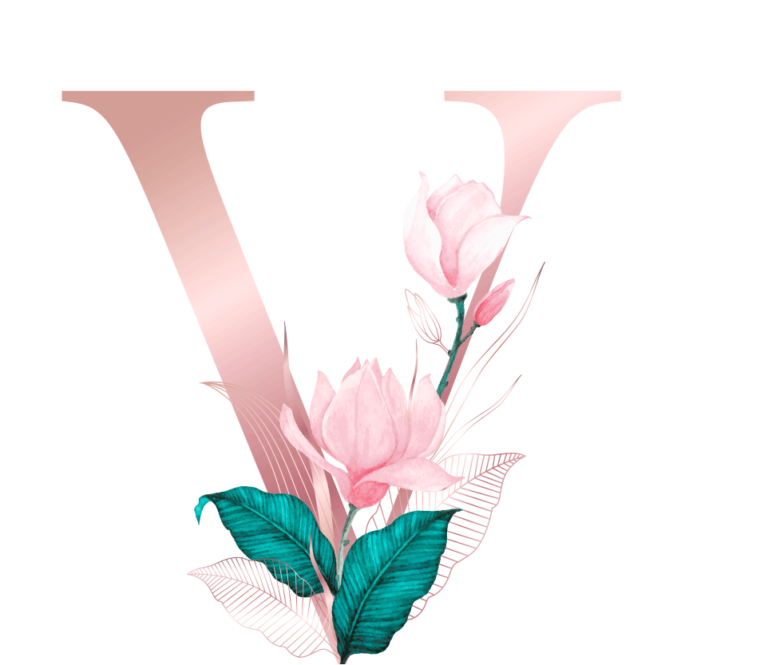 Letra com Flor V - Fazendo a Nossa Festa