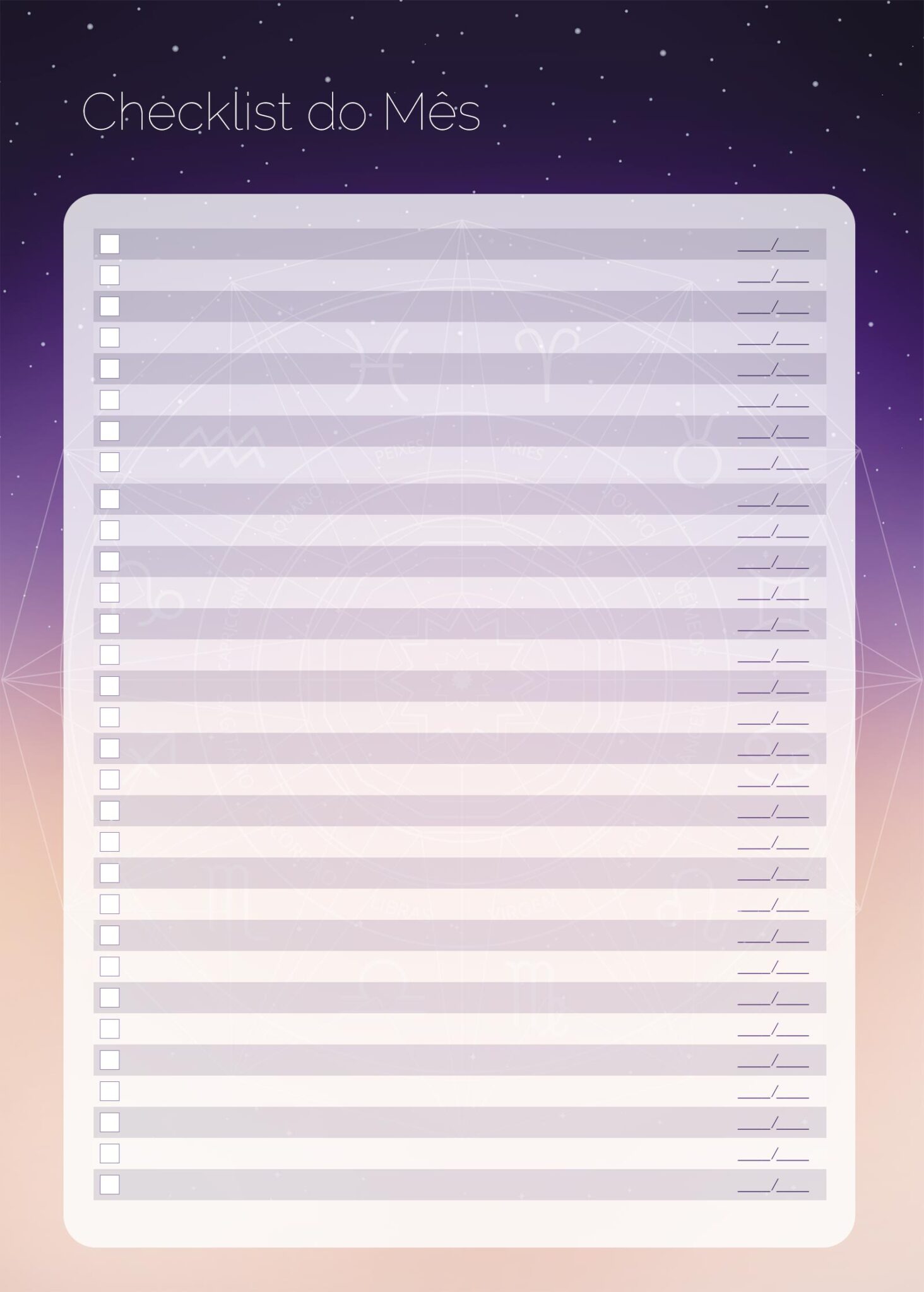 Planner 2021 Signos Checklist Mensal - Fazendo a Nossa Festa