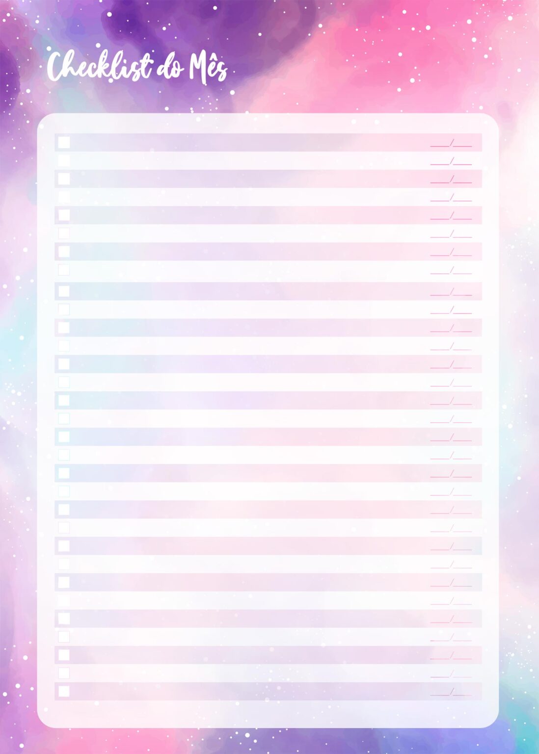 Planner Colorido 2021 Checklist Mensal - Fazendo a Nossa Festa