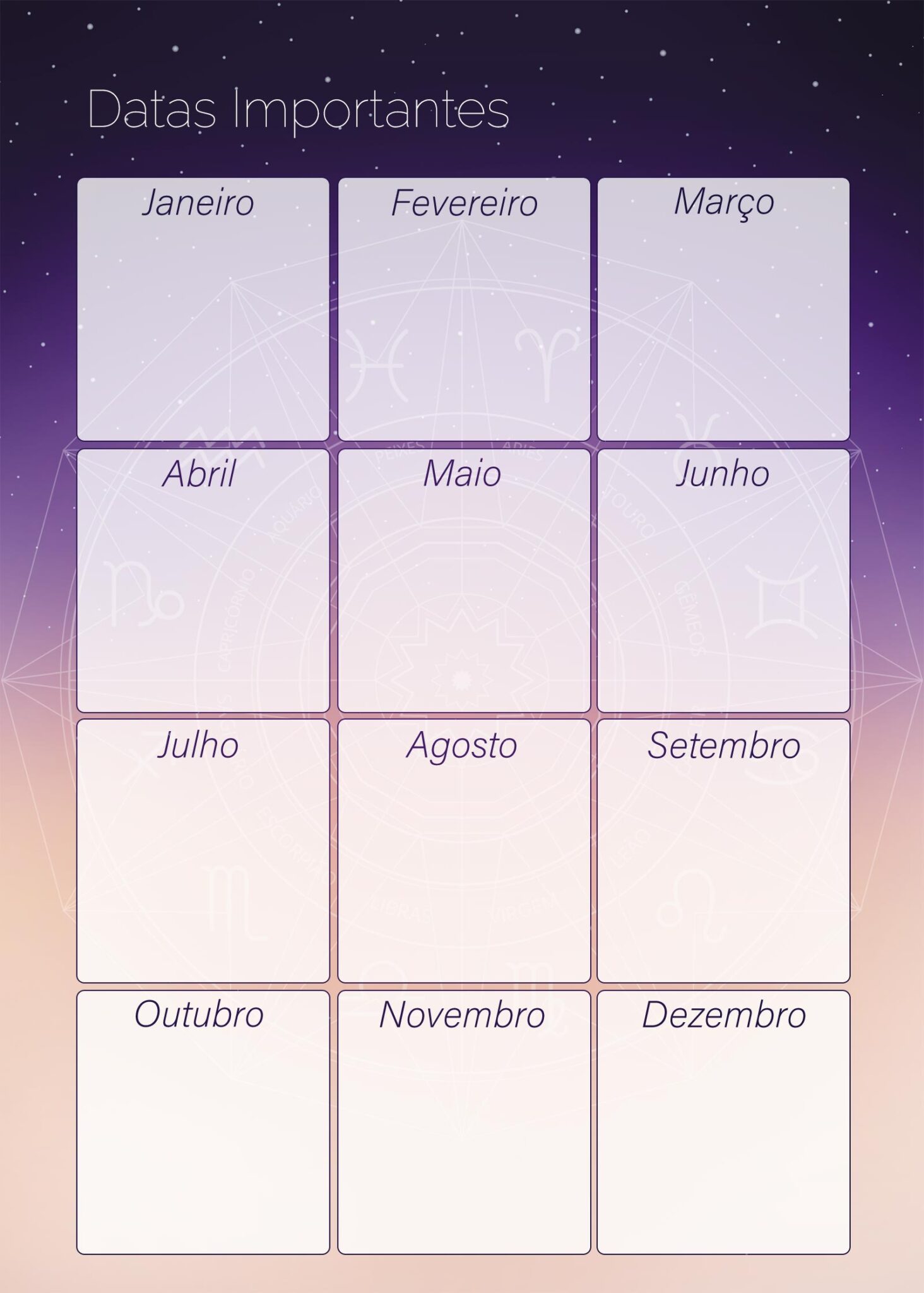 Planner Signos Datas Importantes - Fazendo a Nossa Festa