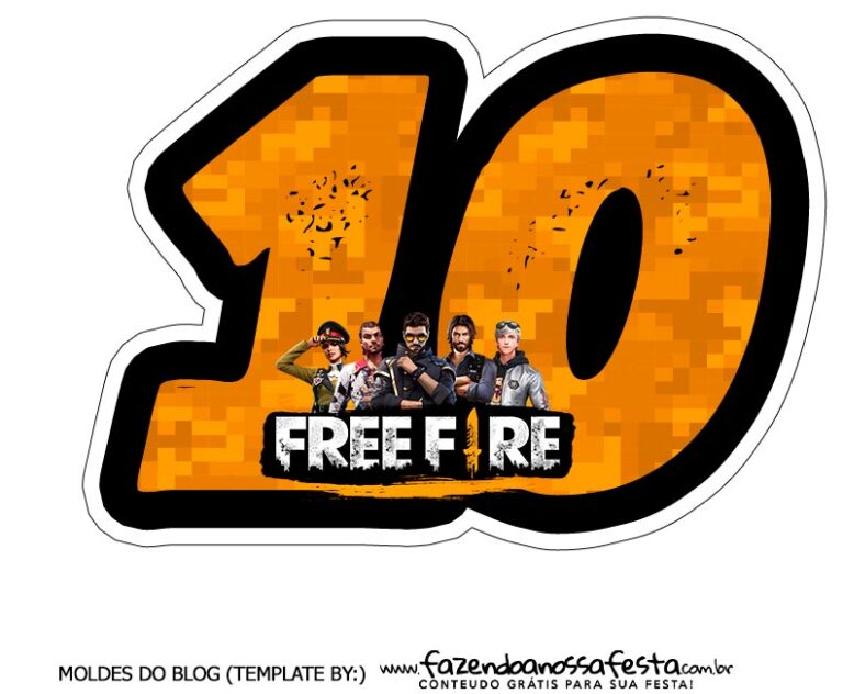 Topo de bolo Free Fire numero 10 - Fazendo a Nossa Festa