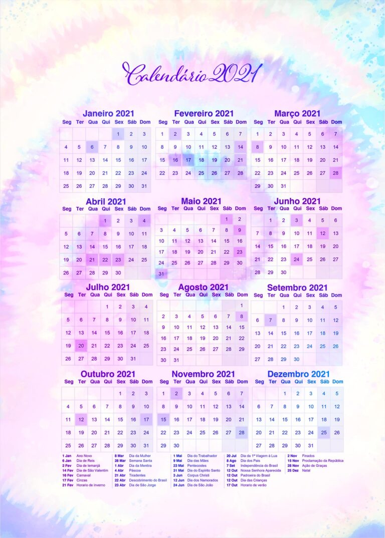 Planner Professor 2021 Tie Dye Calendario 2021 - Fazendo a Nossa Festa