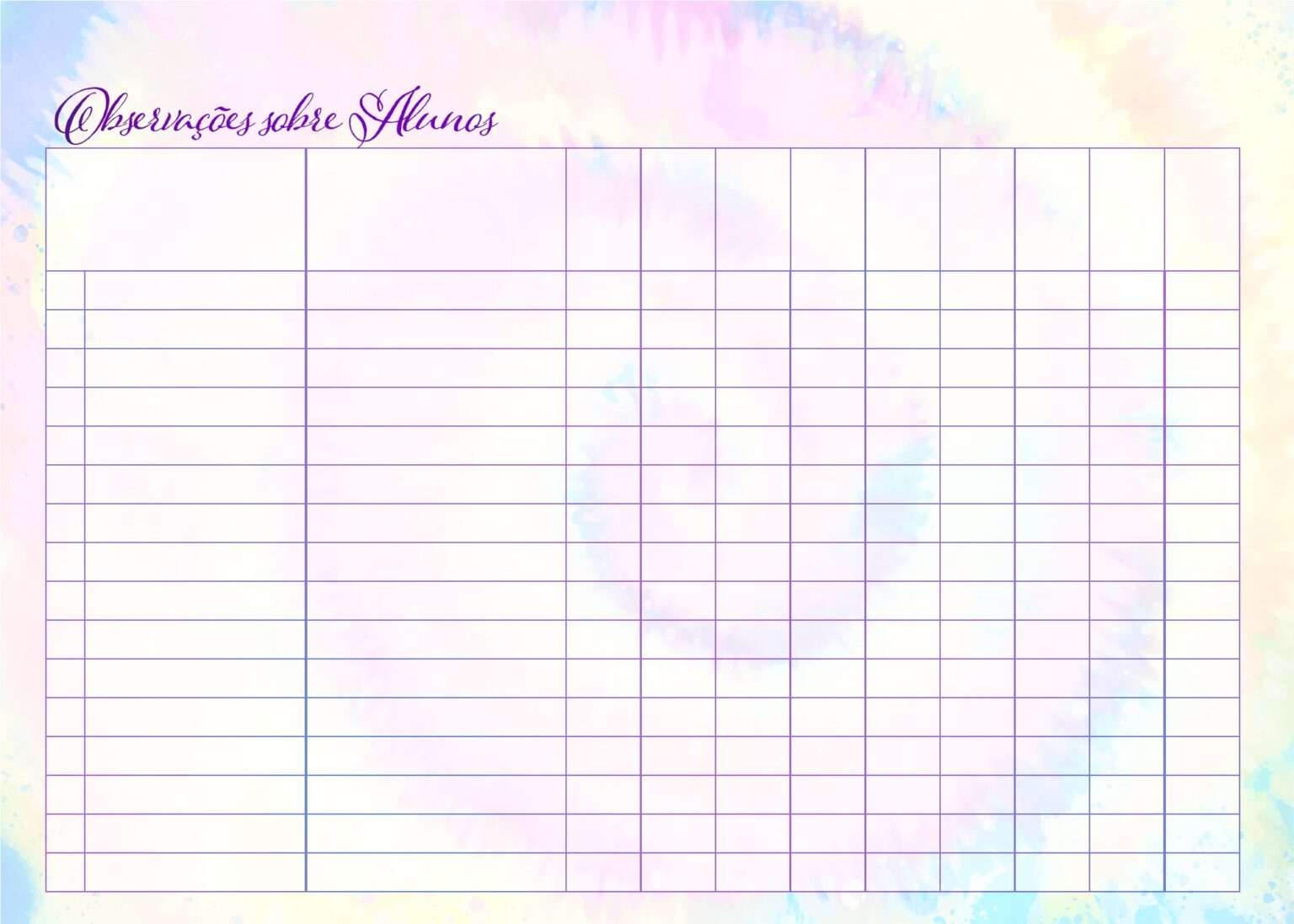 Planner Professor Tie Dye Observacoes sobre Alunos - Fazendo a Nossa Festa