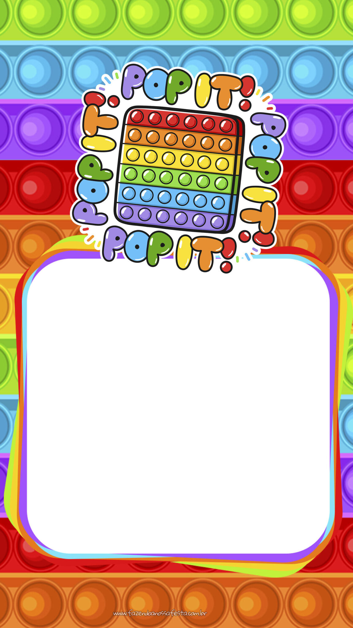 Convite digital Pop It 9 - Fazendo a Nossa Festa