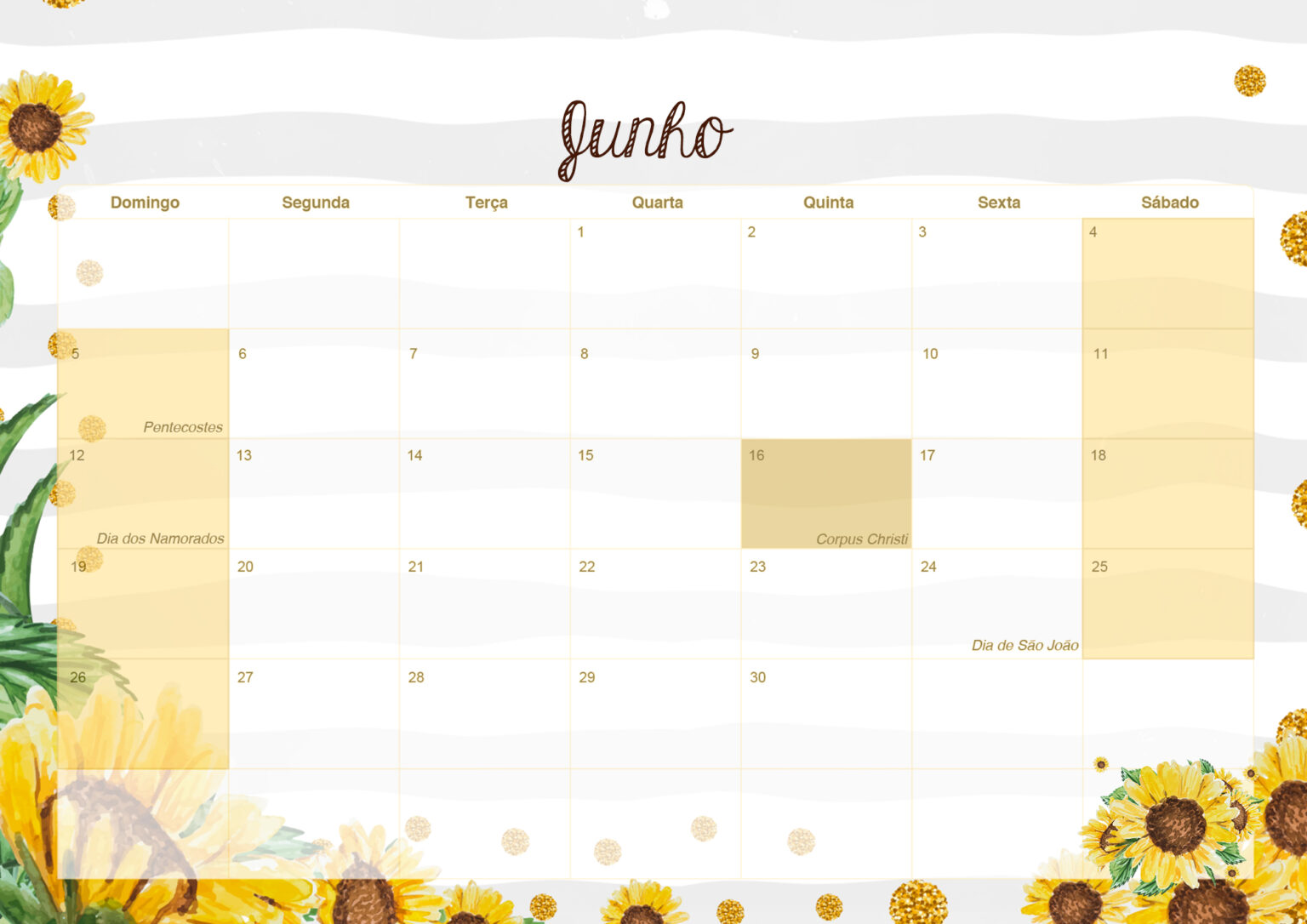 Calendario Mensal 2022 Girassol Junho - Fazendo a Nossa Festa Calendario Mensal 2022 Girassol Junho - Fazendo a Nossa Festa
