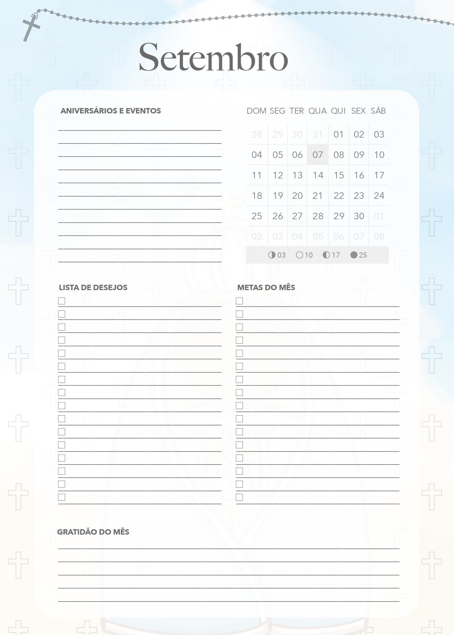 Planner 2022 Nossa Senhora Aparecida Para Imprimir Agenda Setembro