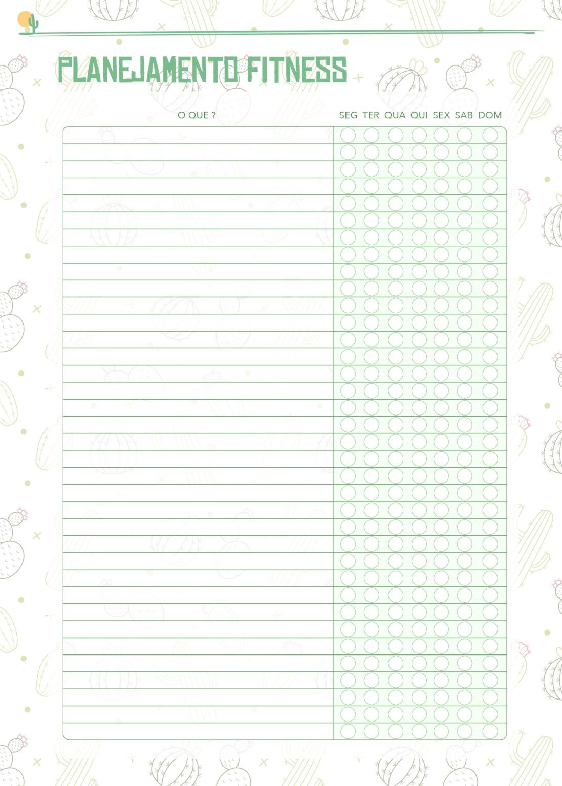 Planner Cactos para Imprimir Planejamento Fitness - Fazendo a Nossa Festa