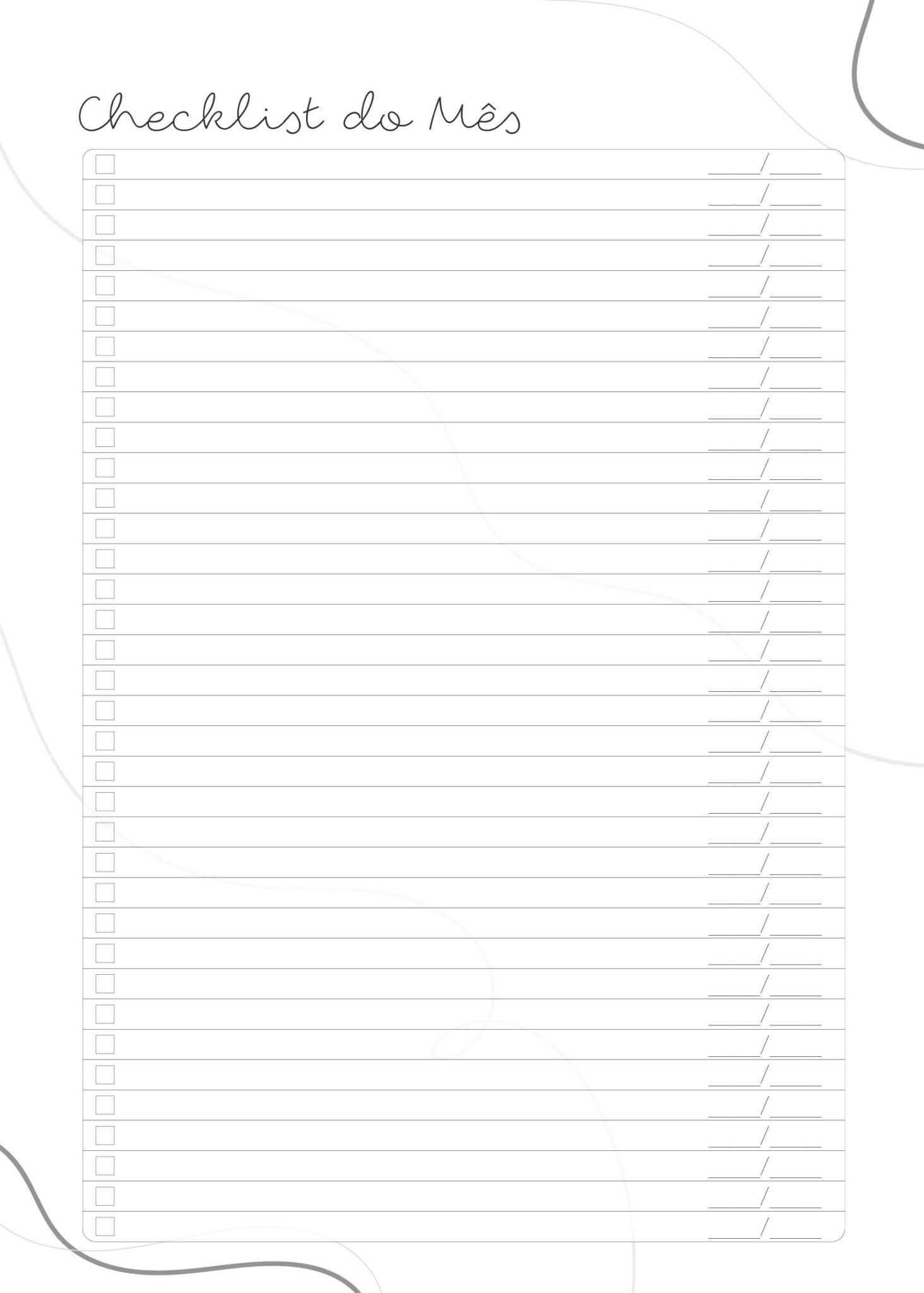 Planner Lettering Checklist Mensal - Fazendo a Nossa Festa