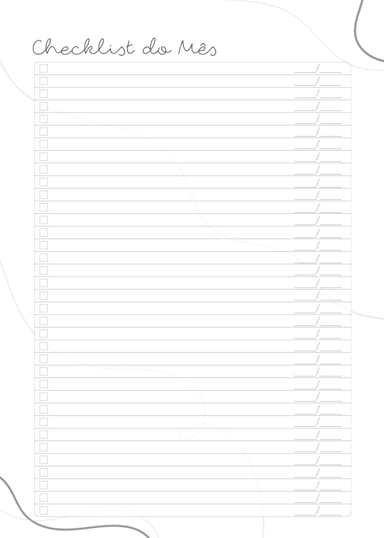 Planner Lettering Checklist Mensal - Fazendo a Nossa Festa
