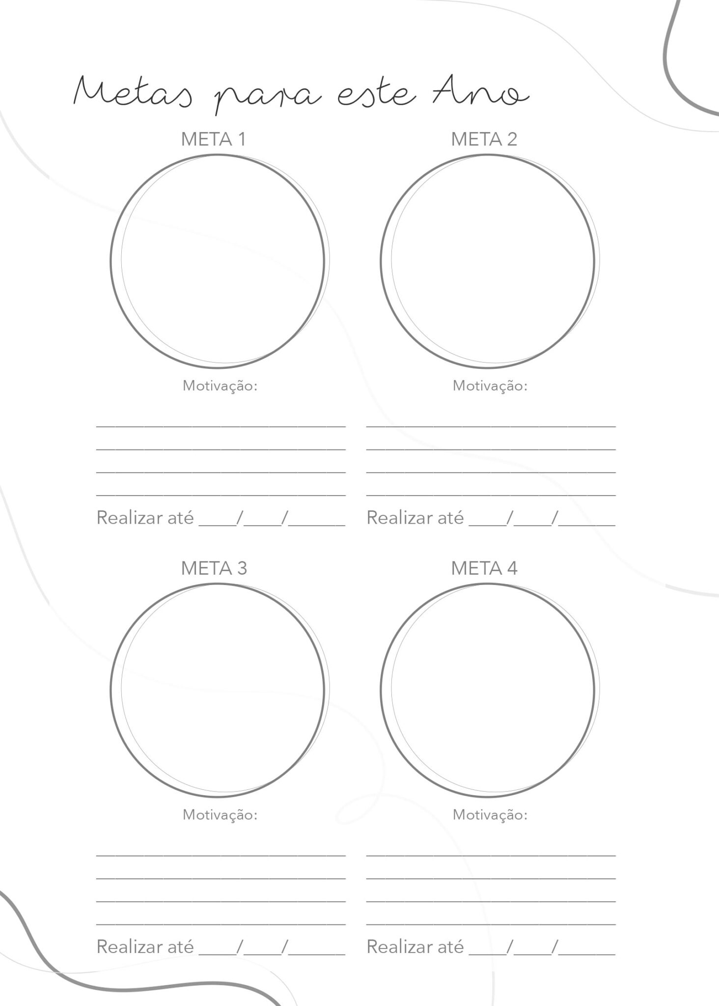 Planner Lettering Metas para Este Ano - Fazendo a Nossa Festa