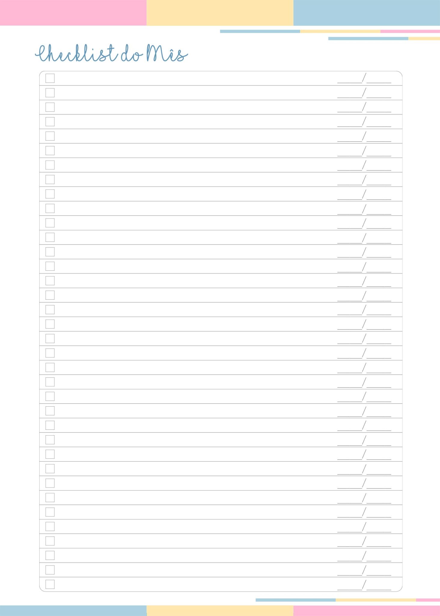 Planner Listras Candy Colors Checklist Mensal - Fazendo a Nossa Festa