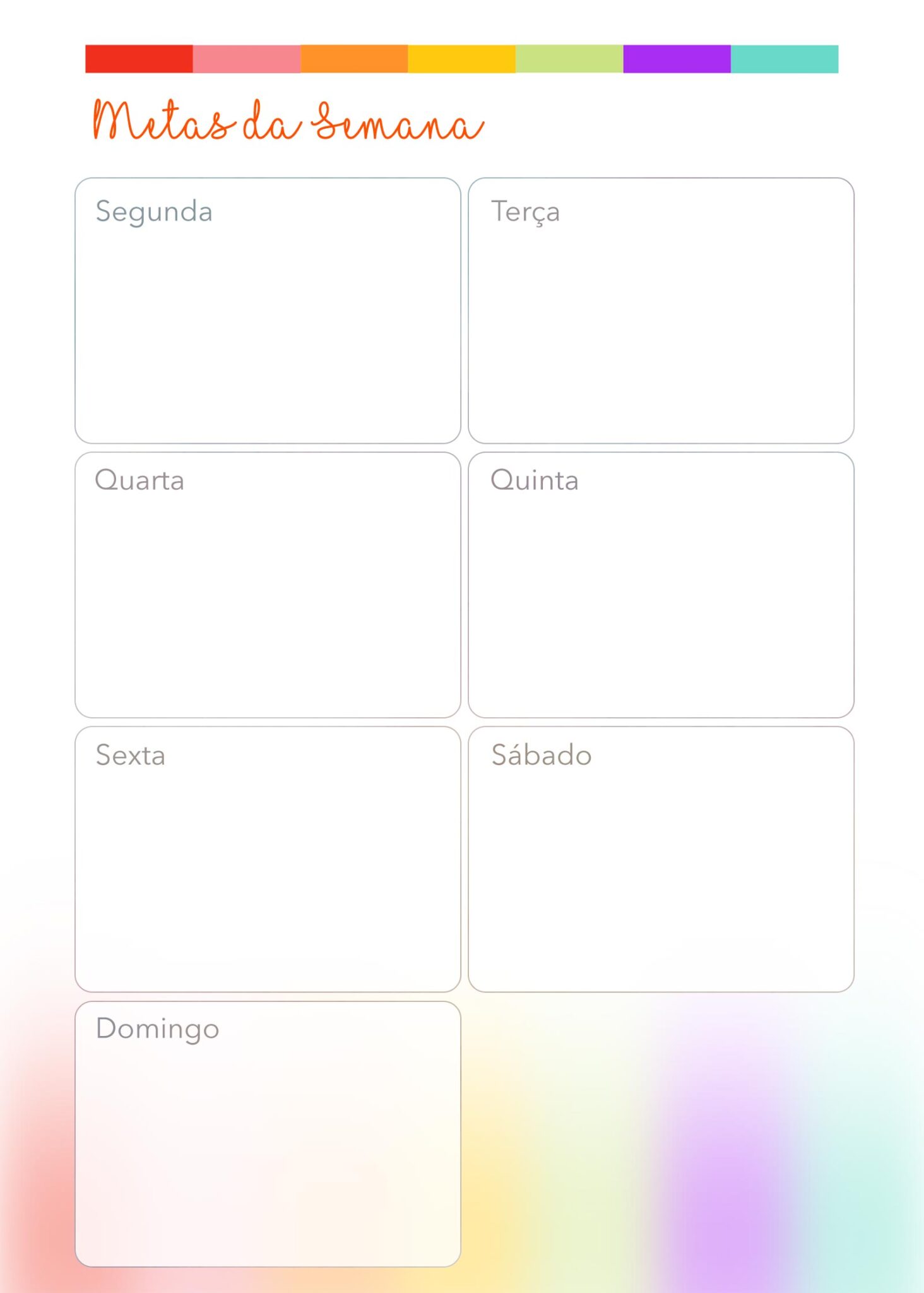 Planner Listras Coloridas Metas da Semana - Fazendo a Nossa Festa
