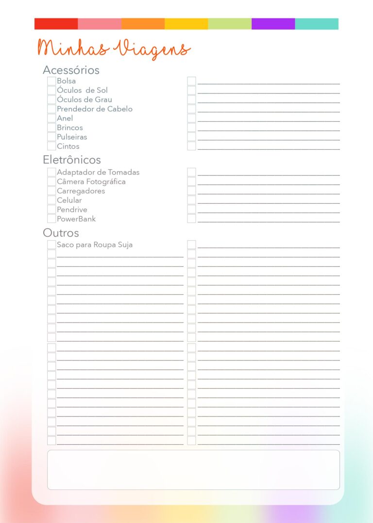 Planner Listras Coloridas Minhas Viagens Lista 2 - Fazendo a Nossa Festa