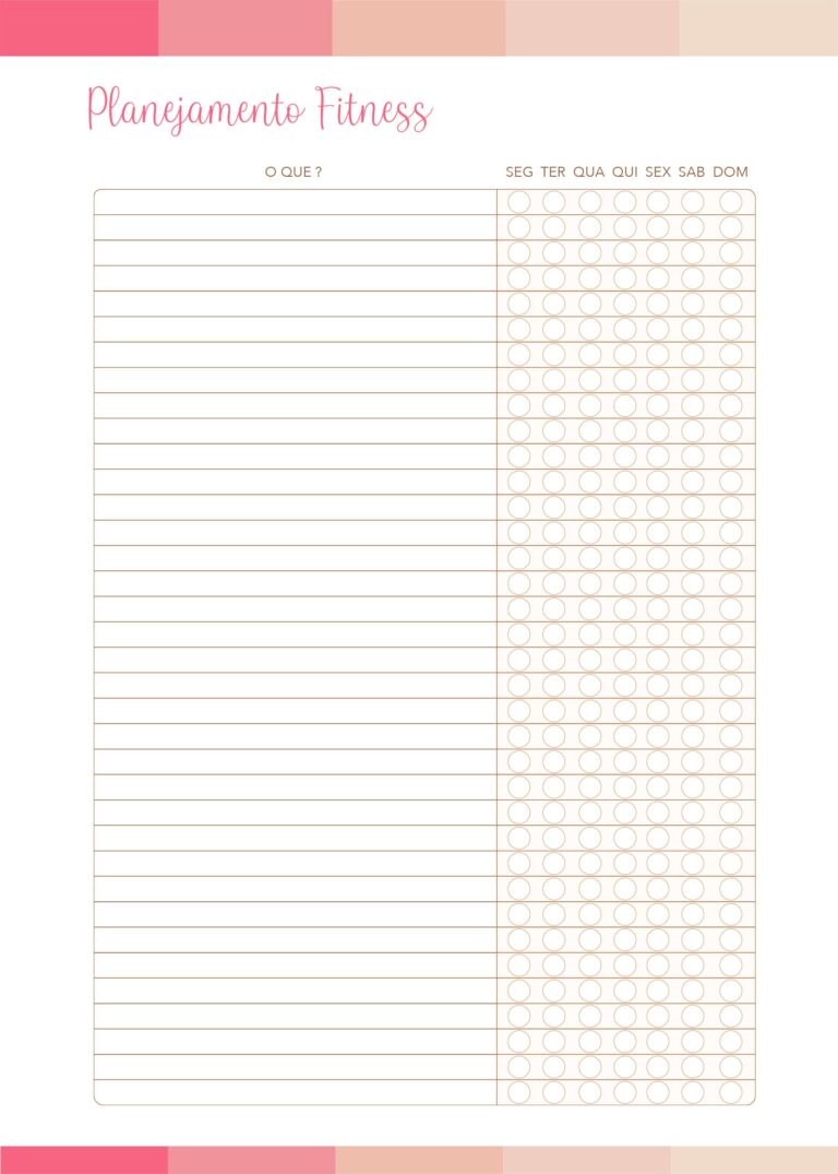 Planner Listras Rosa e Salmao Planejamento Fitness - Fazendo a Nossa Festa