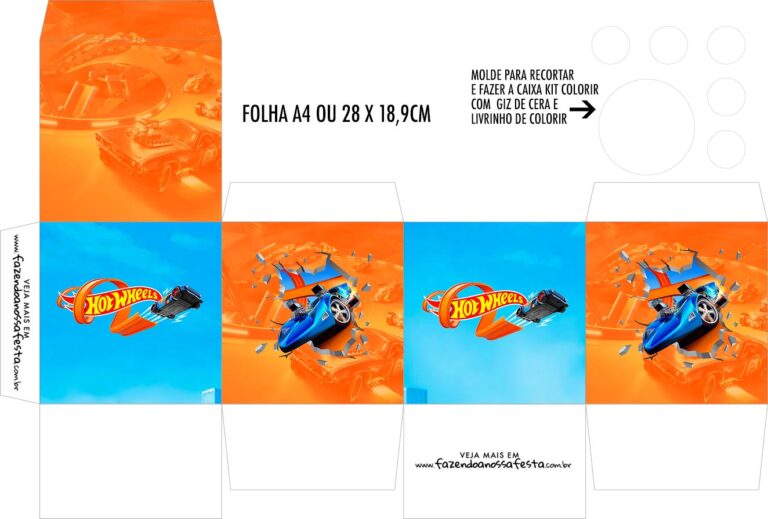 Caixa Kit Colorir Hot Wheels - Fazendo a Nossa Festa