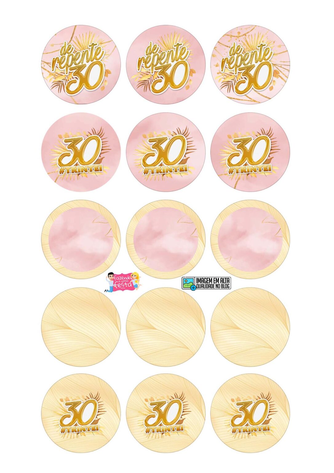 Toppers Redondos De Repente 30 - Fazendo a Nossa Festa