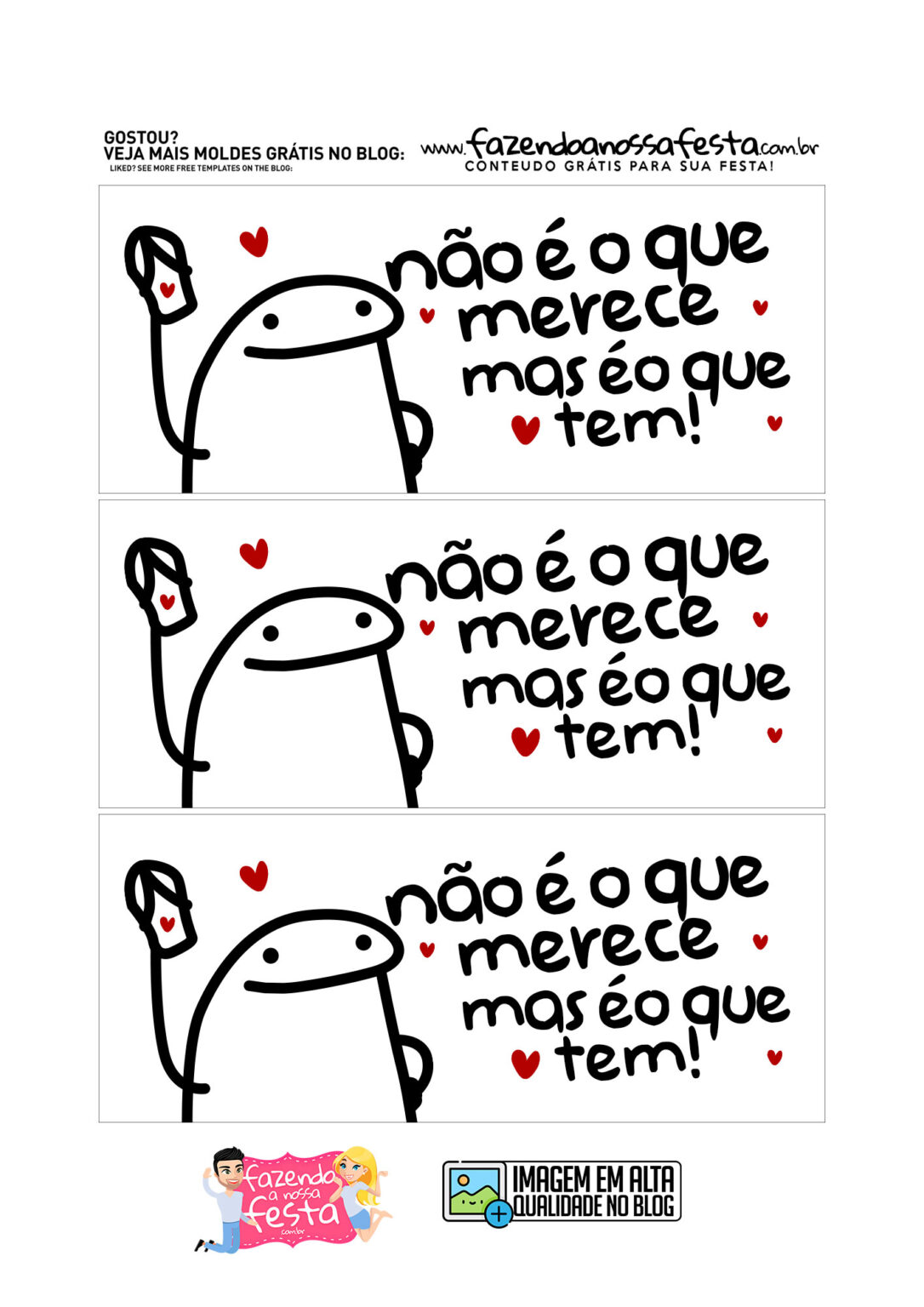 Adesivo para 3 barras de chocolate Meme Flork 13 - Fazendo a Nossa Festa