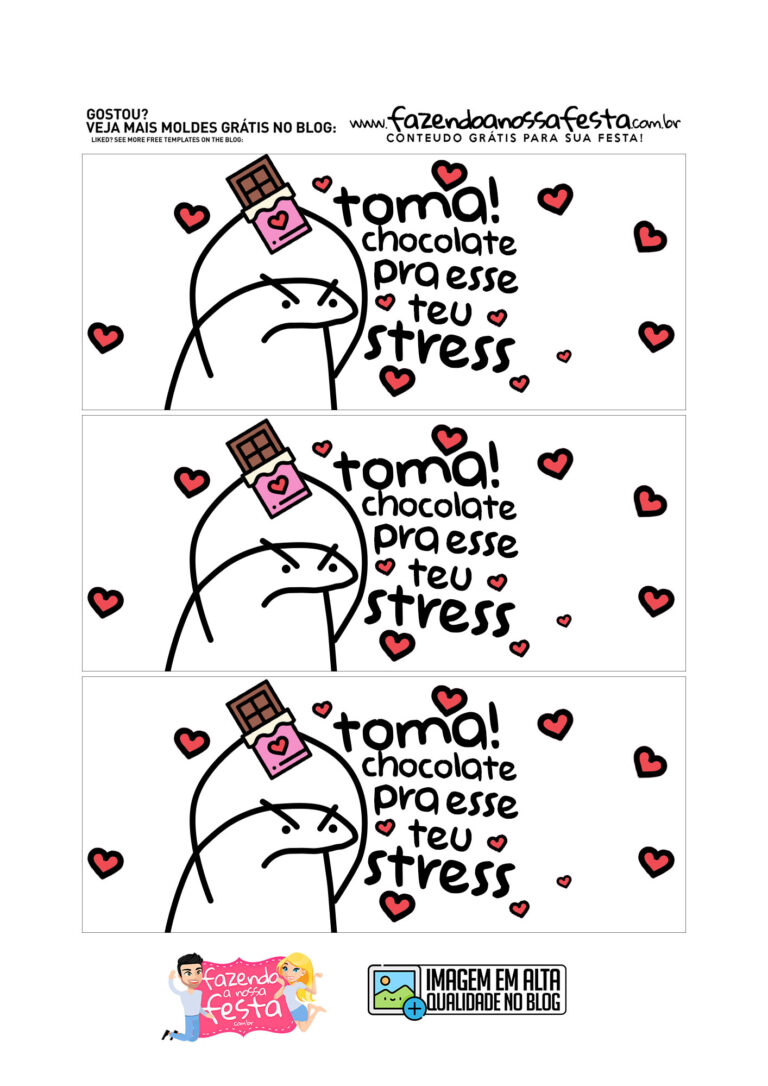 Adesivo para 3 barras de chocolate Meme Flork 8 - Fazendo a Nossa Festa
