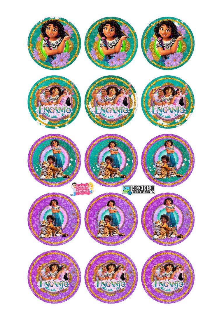 Toppers Redondos Encanto Disney - Fazendo a Nossa Festa