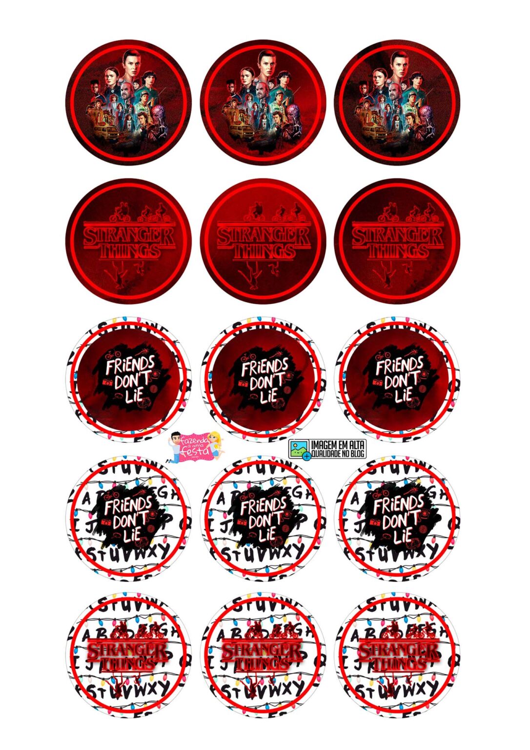 Toppers Redondos Stranger Things - Fazendo a Nossa Festa