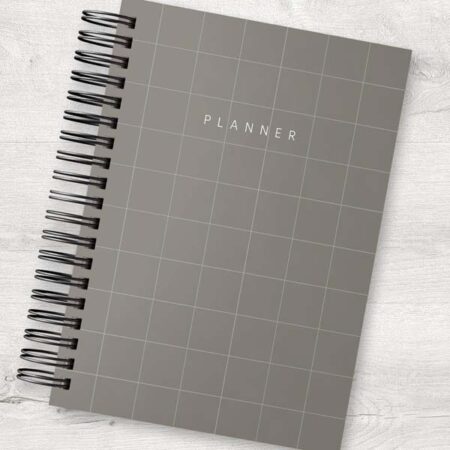 Capa Planner 2023 Minimalista Xadrez Modelo Cinza - Fazendo a Nossa Festa