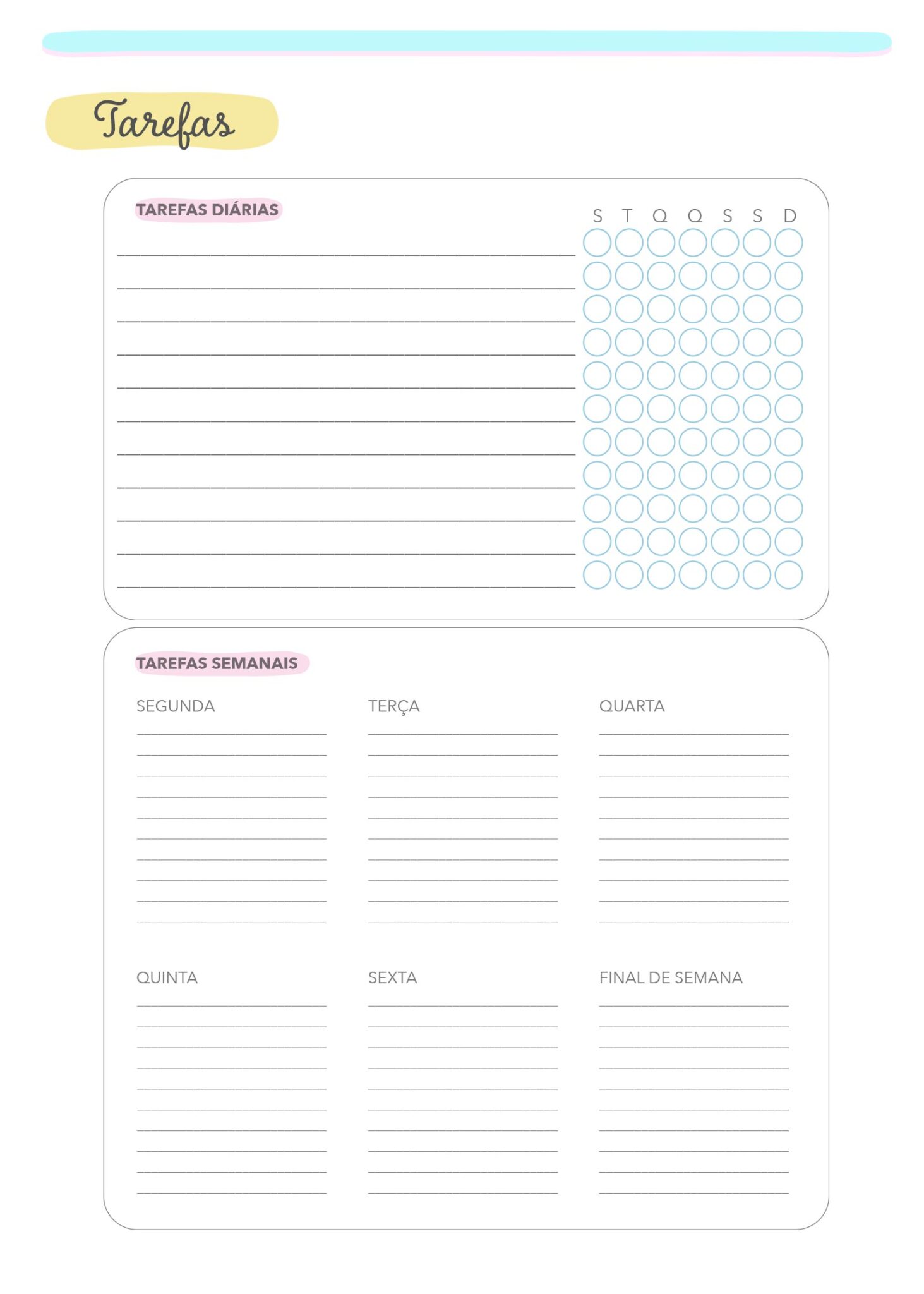 Planner Colorido Tarefas Diarias e Semanais - Fazendo a Nossa Festa