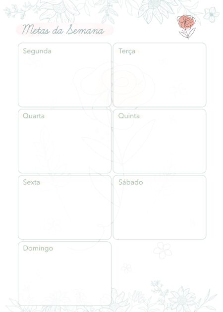 Planner Flores Aquarela 2023 Metas da Semana - Fazendo a Nossa Festa